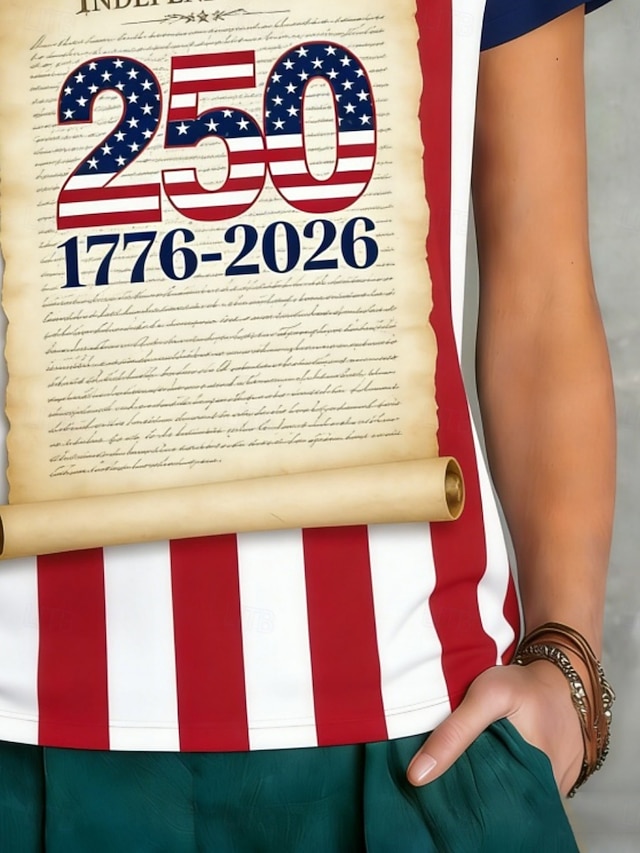 American Independence Day Women's T Shirt Tee Top Graphic Flag Stylish ...