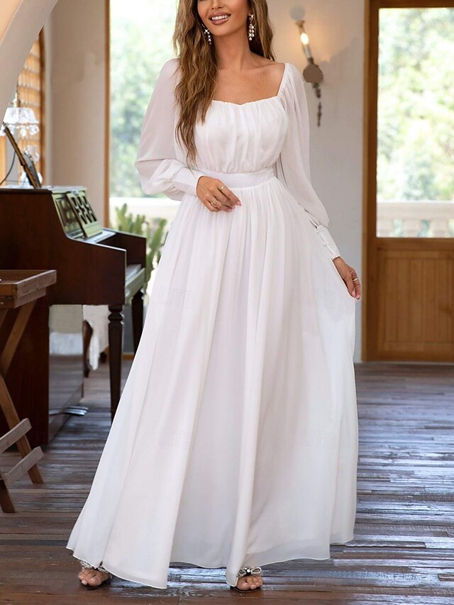 Femmes Robe maxi Robe Blanche Robe de remise des diplômes Robe ...