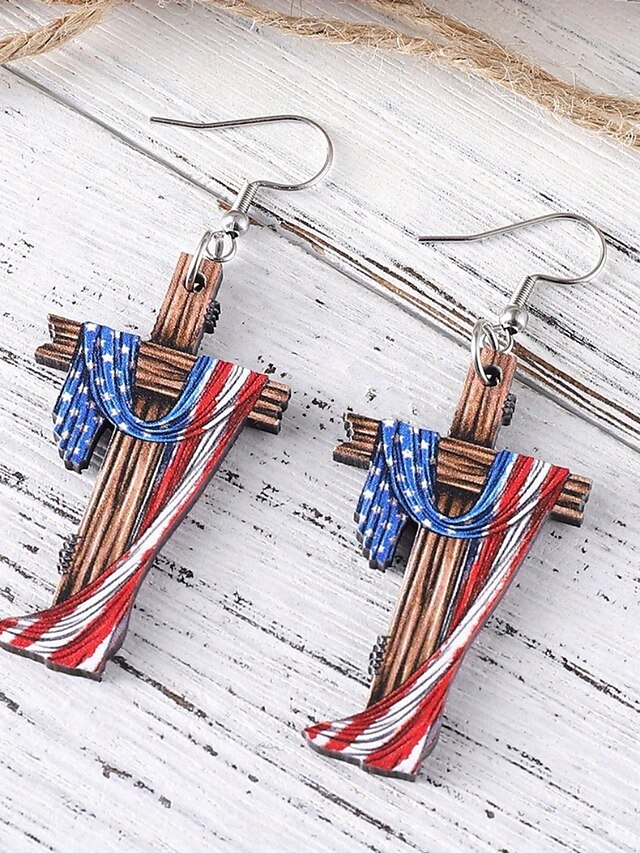 1 Pair Earrings For Women's Daily Street Festival Wooden Geometrical ...