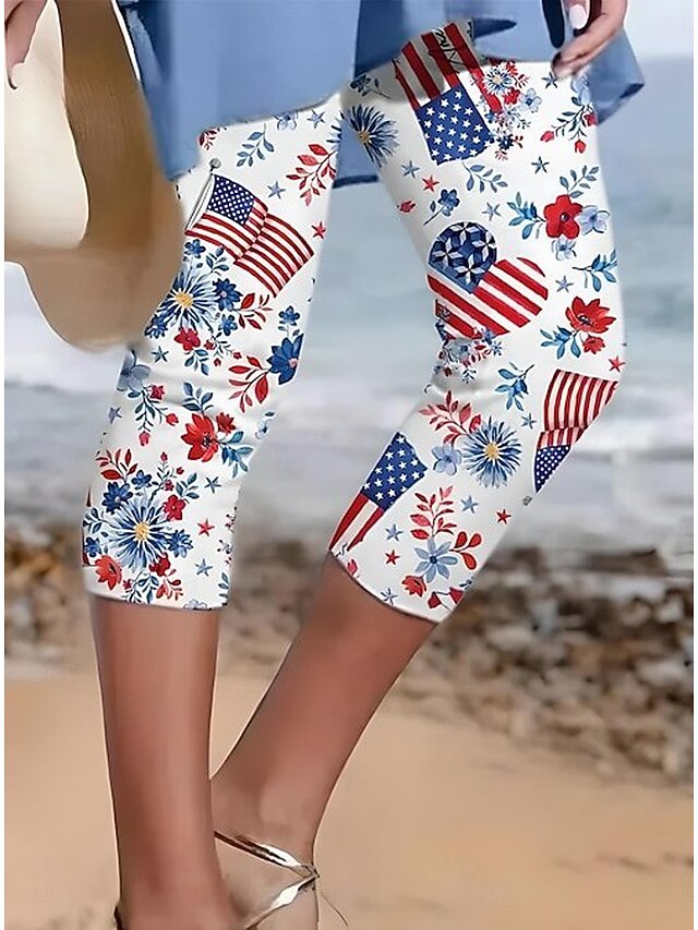 Independence Day PatrioticWomen's Capri Pants Leggings Vacation ...