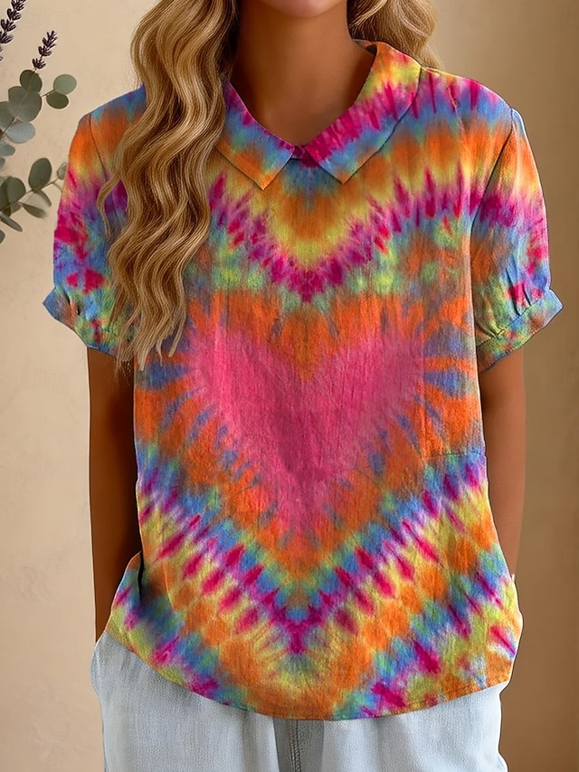 Women's Blouse Print Graphic Abstract Vintage Stylish Casual Short ...