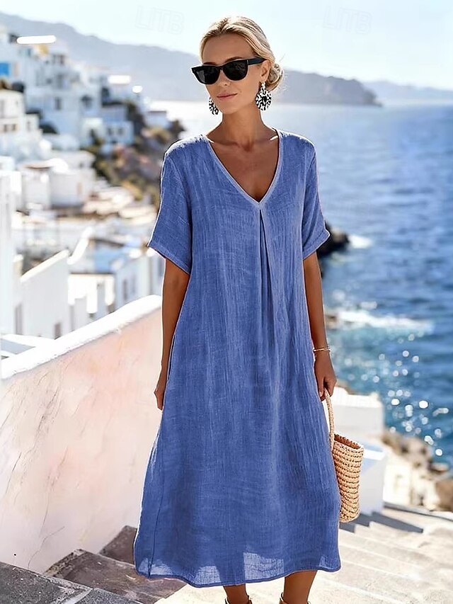 Women's Midi Dress Shift Dress Sundress A Line Dress Casual Beach Daily ...