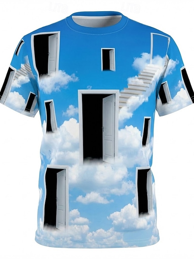Men's Surreal Doors in Sky Clouds Stairs Dreamcore Weirdcore Aesthetic ...