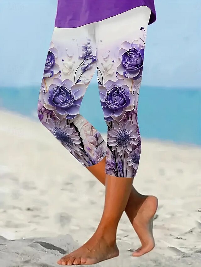 Women's Capri Pants Leggings Vacation Hawaiian Stylish Capris Medium ...