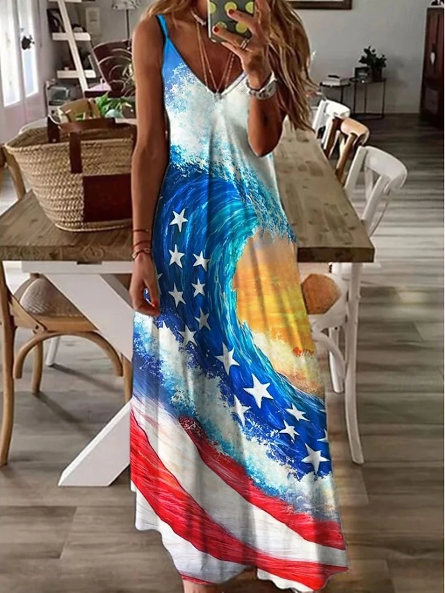 Independence Day Patriotic Women's Maxi Dress Sundress A Line Dress ...