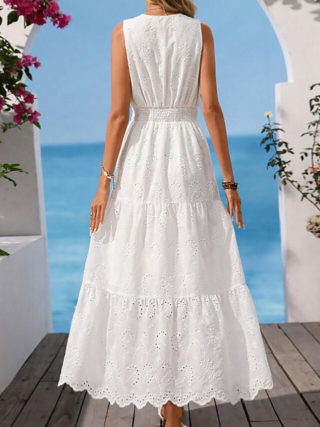 Women's Maxi Dress Lace Dress Sundress White Dress Elegant Fashion ...