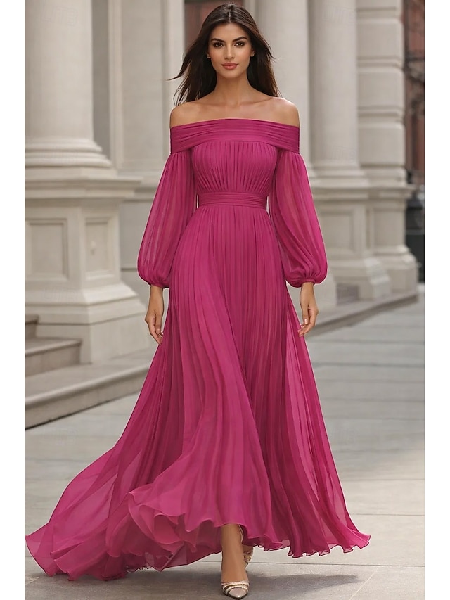 A-Line Floor Length Evening Gown Wedding Guest Dresses Formal Dress ...