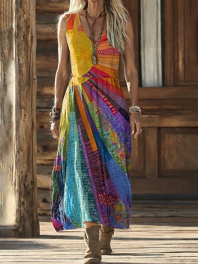 Women's Midi Dress Boho Dress Linen Blend Shirt Dress Sundress Elegant ...