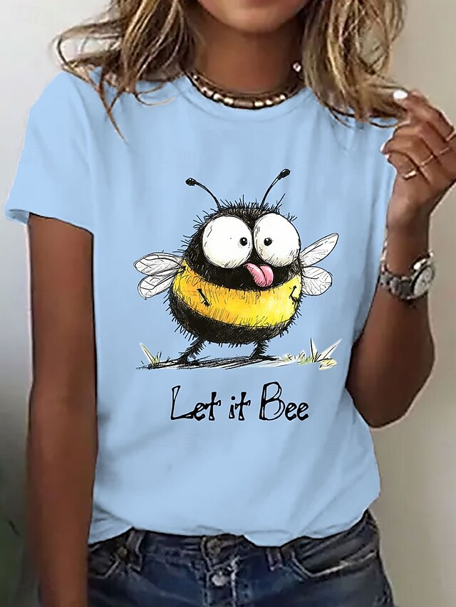 Women's T Shirt Print Graphic Animal Letter Fashion Stylish Basic Short ...