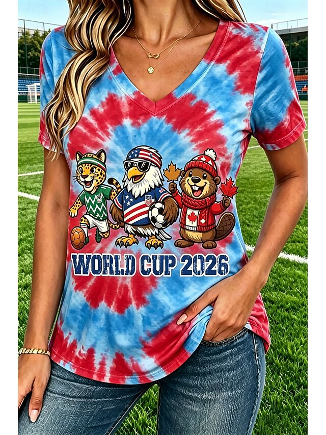 Women's T Shirt Print Graphic Animal Soccer Team Stylish Classic Casual ...