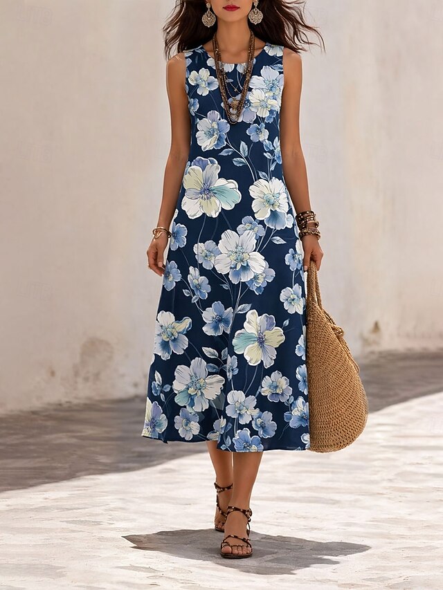 Women's Midi Dress Shift Dress Sundress A Line Dress Vacation Casual ...