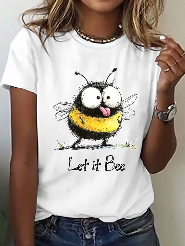 Women's T Shirt Print Graphic Animal Letter Fashion Stylish Basic Short ...