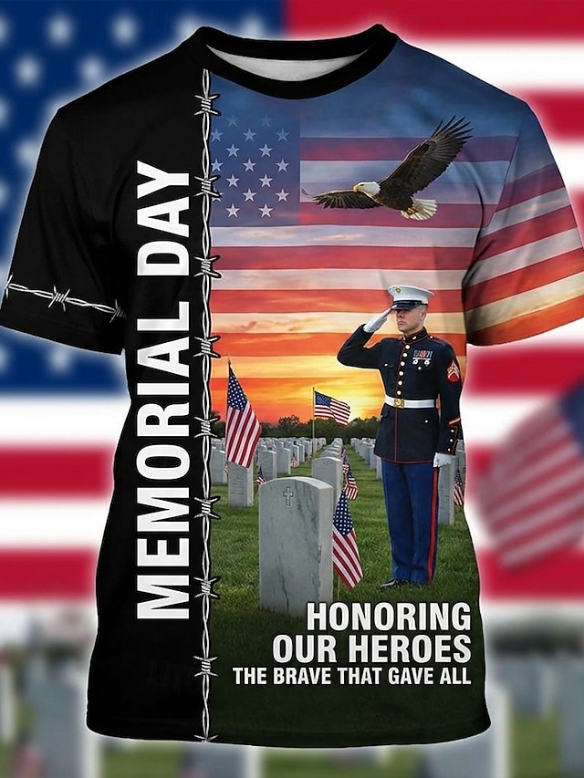 Memorial Day "Honoring Our Heroes" Men's Patriotic Saluting Soldier All ...