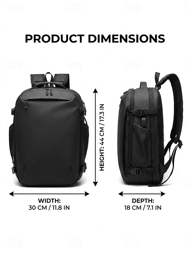 College Student Commuter Backpack, Minimalist Black Laptop Bookbag with ...