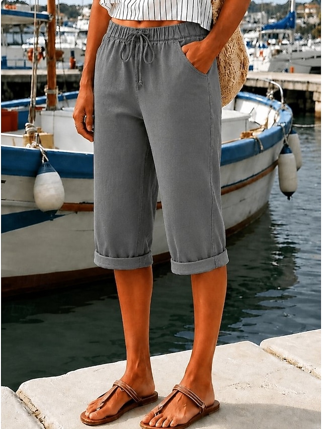 Women's Jeans Denim Capri Pants Burmuda Shorts Fashion Calf-Length High ...