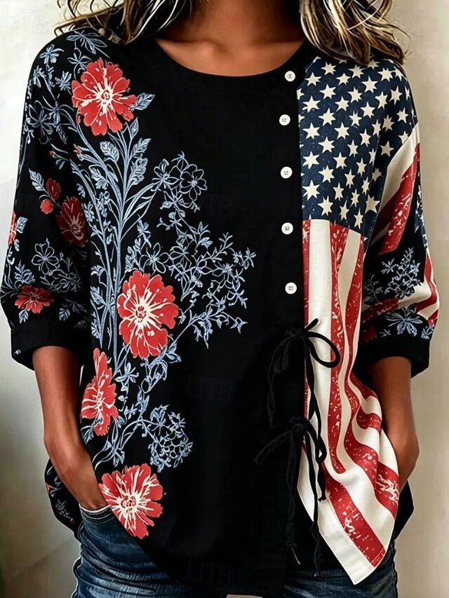 American Independence Day Women's Shirt Boho Shirt Casual Shirt Graphic ...