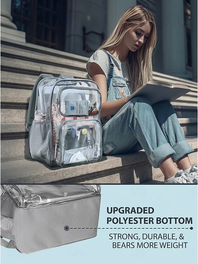 Clear School Backpack for Kids, Transparent PVC Bookbag for Elementary ...
