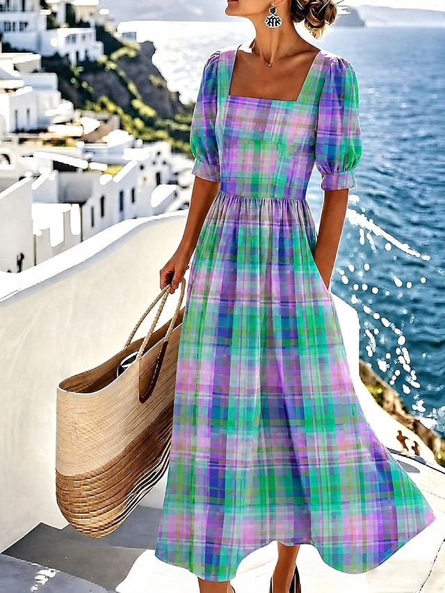 Women's Midi Dress A Line Dress Vacation Casual Beach Beach Holiday ...
