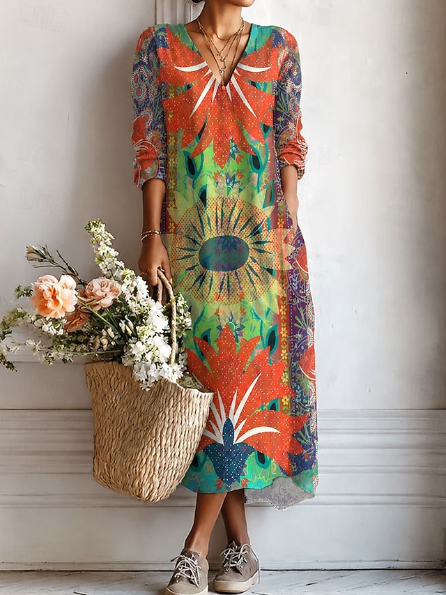Women's Midi Dress Sundress Casual Dress A Line Dress Vacation Casual ...