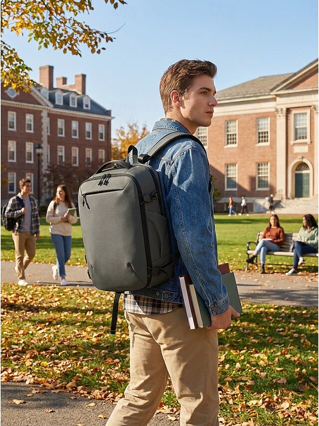 College Student Commuter Backpack, Minimalist Black Laptop Bookbag with ...