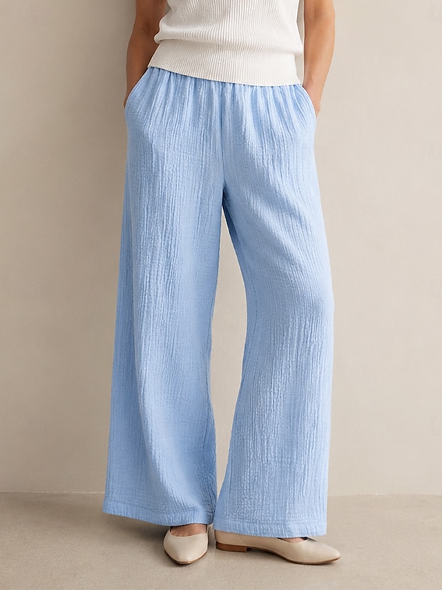 Women's Organic Cotton Texture Wide-Leg Pant 2026 - $31.99