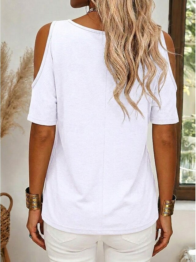 Women's T Shirt Tee Top Plain Stylish Short Sleeve Crew Neck Regular ...