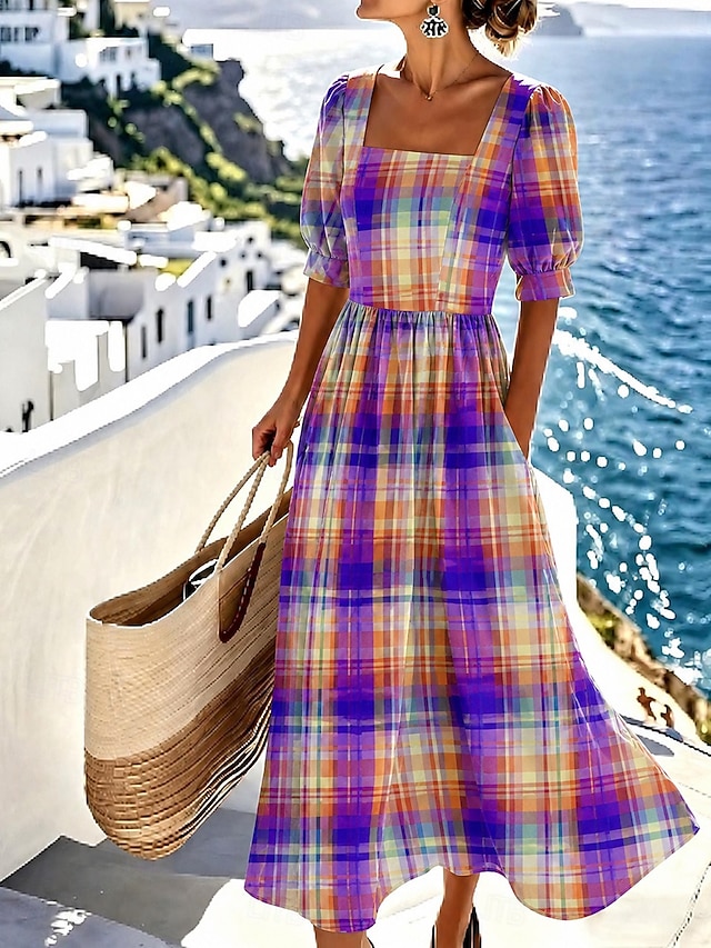 Women's Midi Dress A Line Dress Vacation Casual Beach Beach Holiday ...