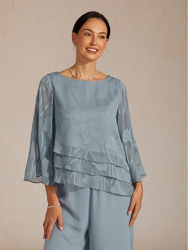 Women's Lace Shirt Blouse Dressy Tops Chiffon Tops Asymmetric Hem Solid ...