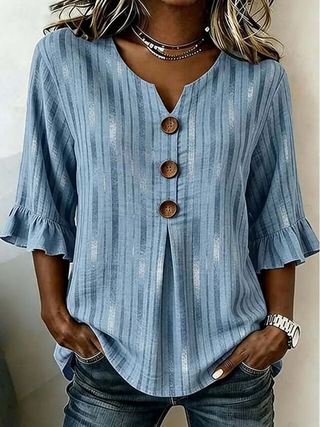 Women's Casual Shirt Summer Tops Blouse Buttons Graphic Geometric ...