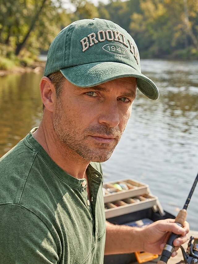 Men's Vintage Washed Cotton Baseball Cap Embroidered Letter Dad Hat ...