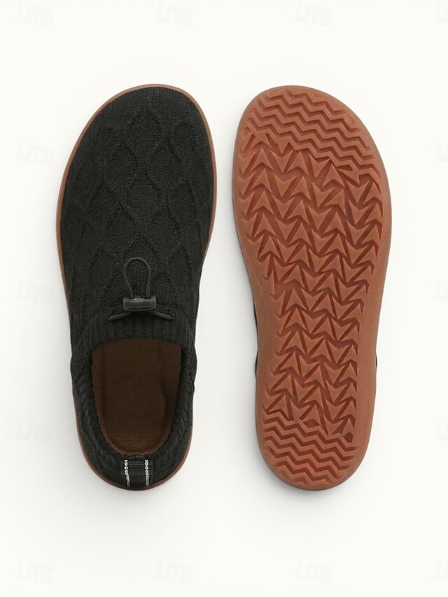 Women's Black Wide Width Barefoot Knit Walking Shoes – Breathable Slip ...