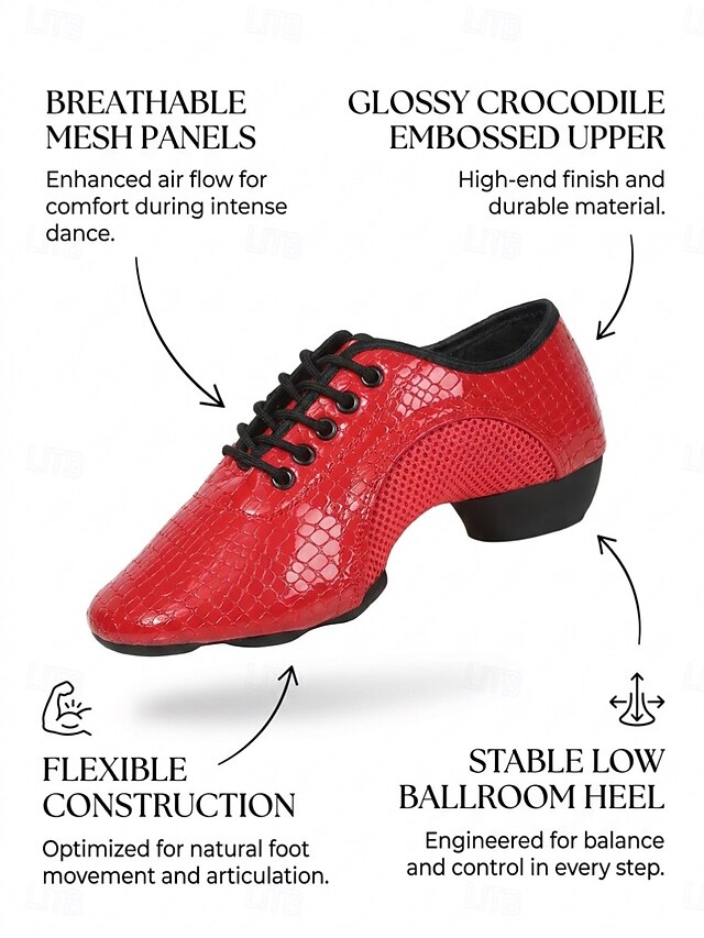 Women's Red Latin Dance Practice Shoes – Professional Ballroom Training ...