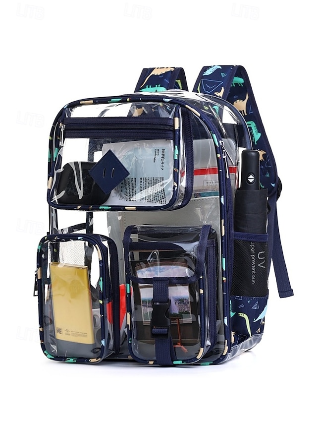 Unisex Boys' and Girls' Clear Backpack, Transparent PVC School Bag with ...