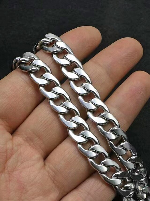 Men's Stainless Steel Hip Hop Cuban Link Necklace, Polished Chunky ...