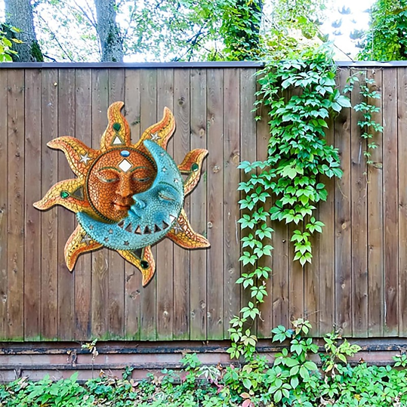 Sun Light 18-Inch Solar Sun Face Wall Art With LED Lights - Metal ...