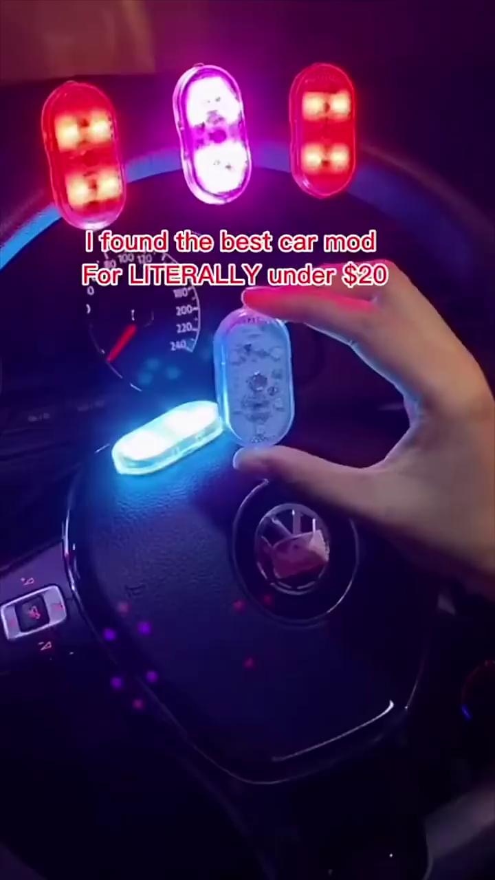 Car Mini LED Interior Mood Light USB Rechargeable Magnetic Wireless ...