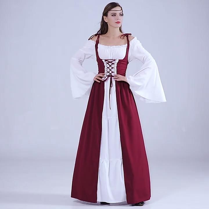 Retro Vintage Medieval Renaissance Dress Chemise Overdress Lady Viking